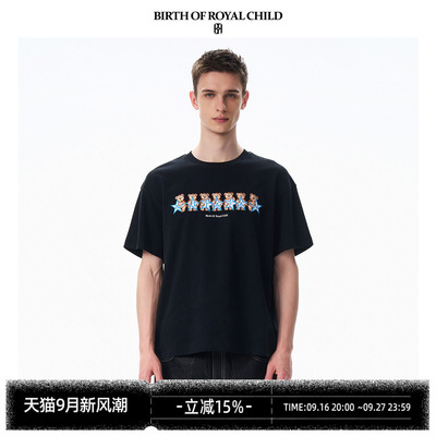 BIRTH OF ROYAL CHILD.BORC 小熊刺绣T恤立体印花烫钻磨毛面料TEE