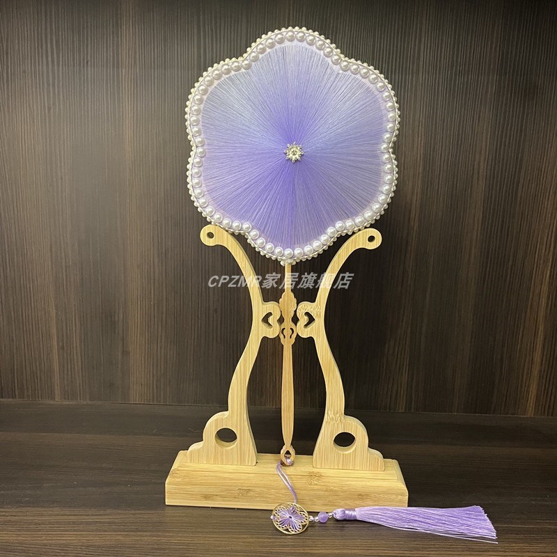 蚕丝扇子材料蚕丝扇骨架diy材料包蚕茧木扇团扇框骨手工制作自制