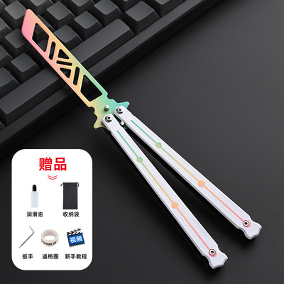 糊蝶刀CSGO蝴蝶折叠刀全钢材质甩刀初学者练习刀入门级训练未开刃