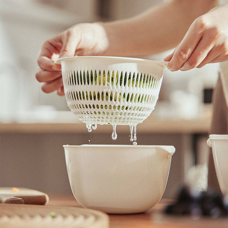 米木日式洗水果沥水篮迷你双层沥水果盘小号洗菜篮碗盆塑料漏