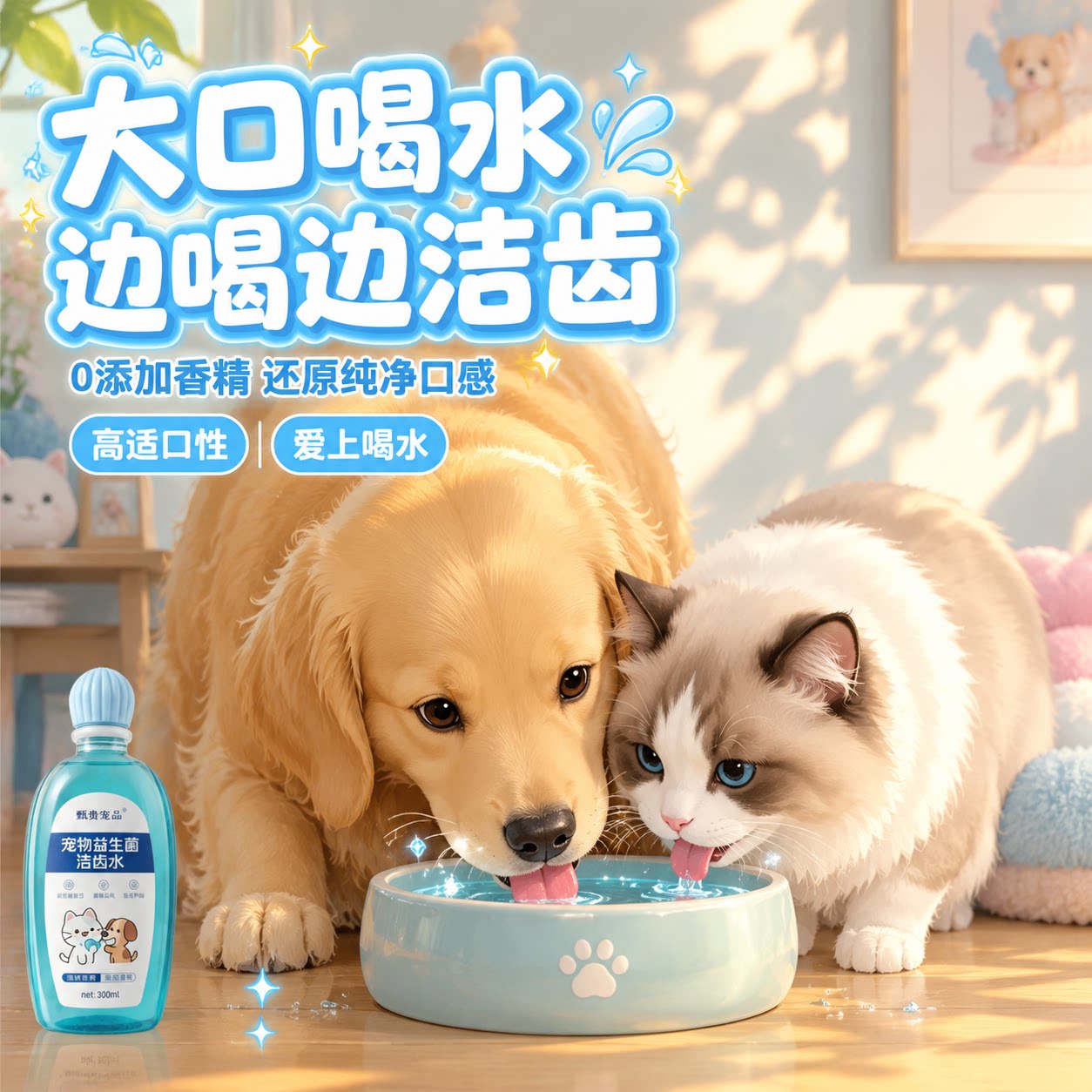 宠物洁齿水猫咪口腔清洁狗狗漱口水益生菌牙齿清洁宠物牙结石