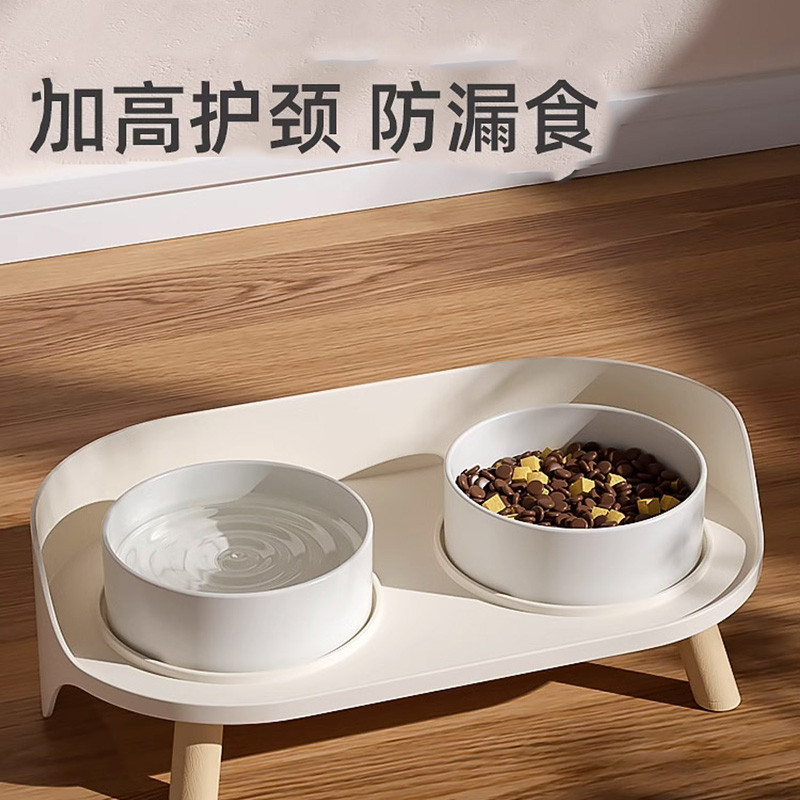猫碗猫食盆陶瓷大号喂食器二合一水碗一体狗盆狗碗小型犬喝水慢食
