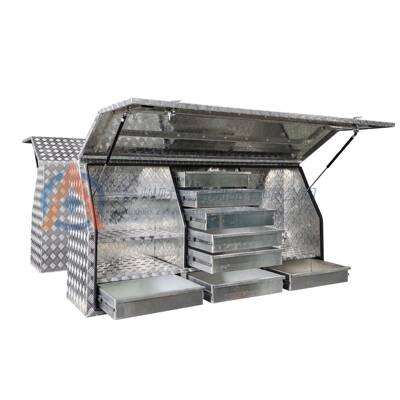 铝合金加厚花纹铝板重量型皮卡车卡蓬工具箱抽屉嵌入式收纳