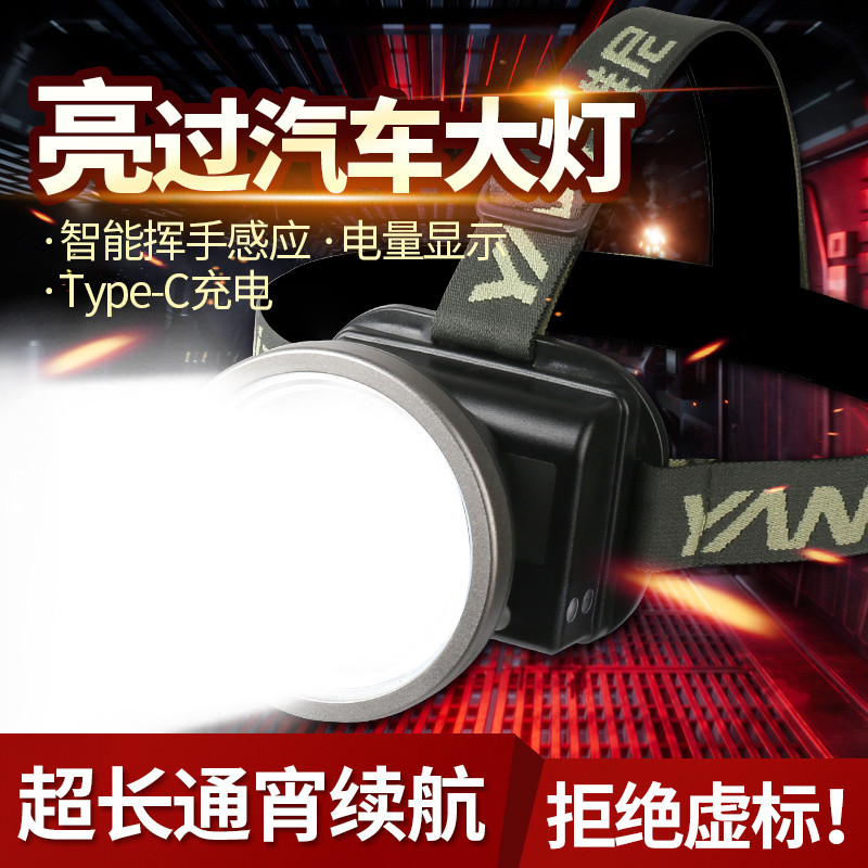 雅尼2025新款头灯强光充电超亮户外头戴式手电筒超长续航钓鱼