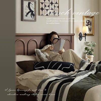 美式木卧床复古1.8米1.米双人床5平头床大床现代简WFL实约主婚床