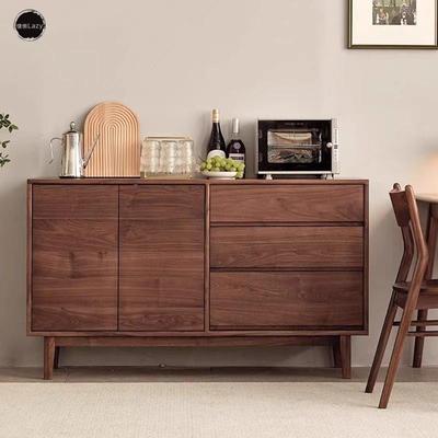 黑胡桃木三斗柜北欧简约日式客厅玄关柜卧室实木储物柜收纳餐边柜