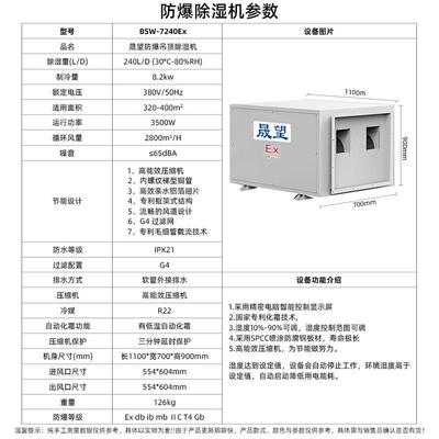 晟防爆除湿机望吊顶式油验室石化工制厂240LBSW-7240快速除湿自实
