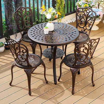 户外阳台桌椅花楼园露天顶露外台摆休闲铸阳铝台庭院室外24415-1