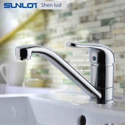 申鹭达厨房水龙头冷热全铜洗菜盆洗碗池可旋转鹅颈长颈龙头14906