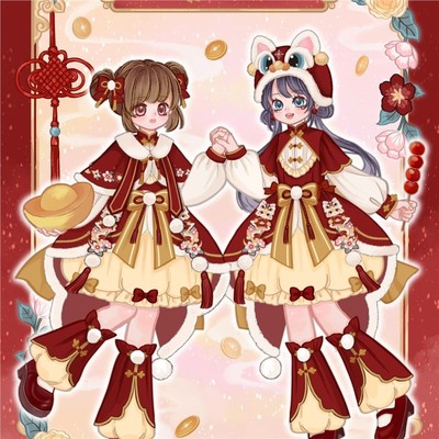 未命名蛇年新年战袍加绒红色lolita可爱lo裙