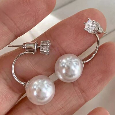 新款气质百搭个性耳针女前后挂式仿珍珠耳环女轻奢高价格耳饰品女