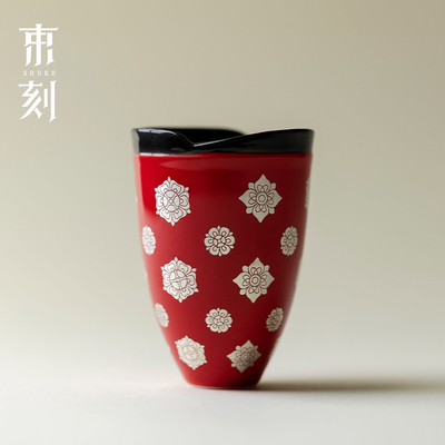 束刻 高端故宫红主人杯轻奢宝相花纹茶杯高档品茗杯闻香杯单杯