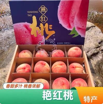 丹东的新鲜艳红桃新鲜水蜜桃燕红桃礼盒装水果应季河口桃子现摘