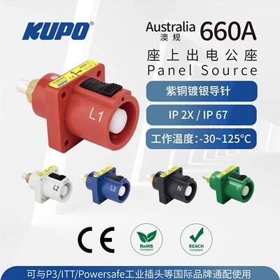 CE大电流配电系统澳规660A通配P3 Powersafe PowerLock工业插头