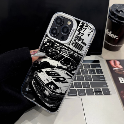 苹果14潮酷跑车15plus高级感iPhone16手机壳硬一加13彩银12ProMax适用华为Pura80个性荣耀GT创意IQOOz10TURBO