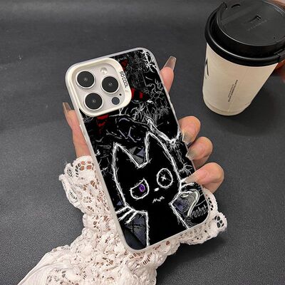 适用iPhone13苹果12pm创意彩银17ProMax硬14PLUS高级感手机壳适用华为NOVA16个性暗黑涂鸦猫咪适用VIVOIQOO15
