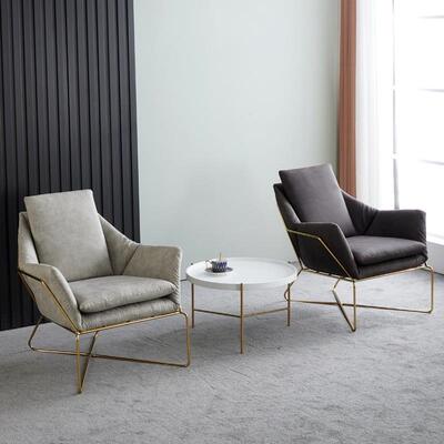 北欧铁艺单人懒人沙发椅网红客厅休闲接待洽谈休息会客区桌椅组合