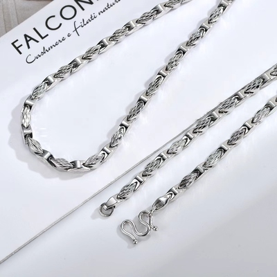 PT950铂金项链男 霸气粗款四方卡菱形车花老板链 送男友礼