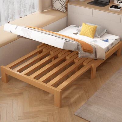 爱斯迈榉木实木床折叠床两用小户型沙发床客厅榻榻米抽拉床伸缩床