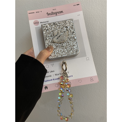 高级闪粉水钻天鹅适用华为pocket2折叠屏手机壳小米mixflip硬壳三星zflip6手链OPPOFindN3Flip防摔荣耀vivo女