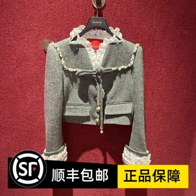 全现货LE FAME 拉飞姆新23秋女人字短款外套LF23Q31C06B280J