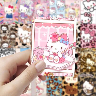kt猫可爱贴纸漂亮卡通Hello Kitty插画diy手机壳电脑头盔账本装