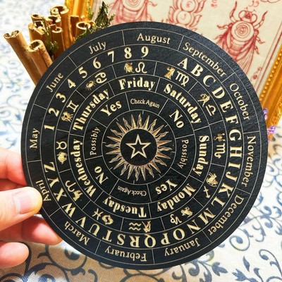 灵摆表盘木质灵摆板创意塔罗灵摆盘调频杯垫水晶底座SRT疗愈工具