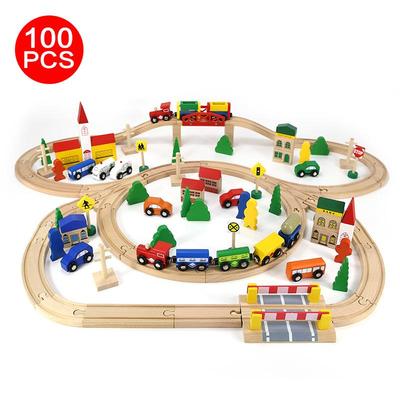 盒装儿童木制100片拼装轨道玩具益智早教类轨道火车直销