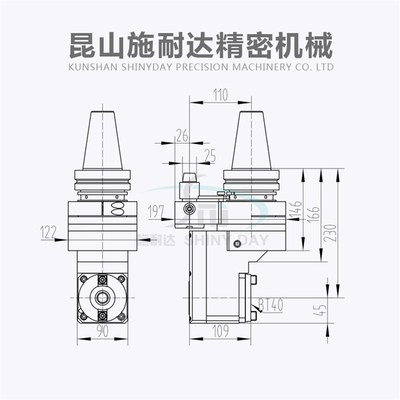 侧铣头BT50 龙门加工中心角度头侧面铣钻镗 包邮 侧90度直角铣头
