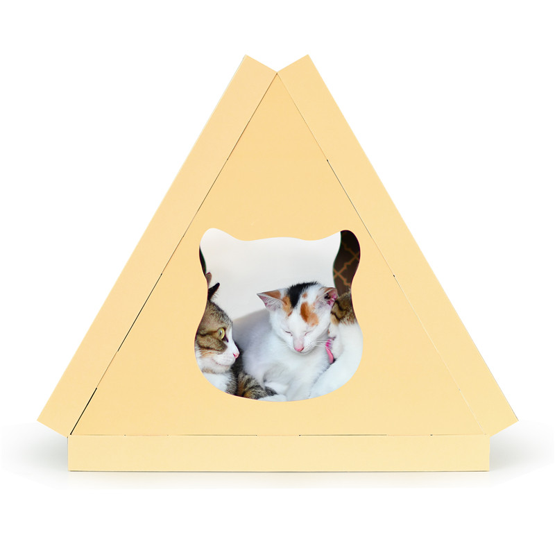 得酷猫抓板瓦楞纸磨爪三角猫屋猫窝猫隧道耐磨立式猫咪玩具猫薄荷