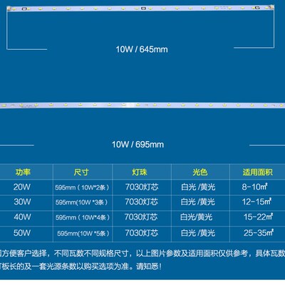 led灯条595mm客厅灯长条形灯板695mm三色变光水晶灯光源灯片贴片