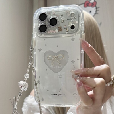 白月光星星闪钻蝴蝶结适用iPhone17.6promax手机壳新款苹果15pro创意可爱14pro个性13pro16pro防摔保护套女款