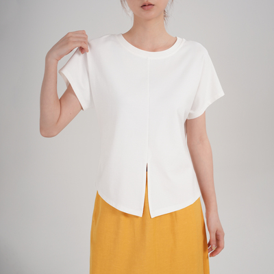 张小某梨形显瘦定制 秋季凉感竹纤维短款系带收腰开叉上衣T1645