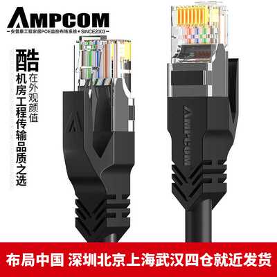 安普康AMPCOM超五类网线家用高速电脑网络跳线宽带线无氧铜2米
