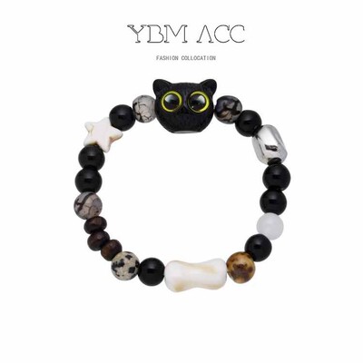 可爱小黑卡通新款小猫串珠手链