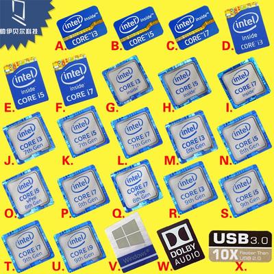 原装2 3 4 5 6 7 8 9代 cpu i9 i7 i5 i3笔记本电脑贴纸装饰标签
