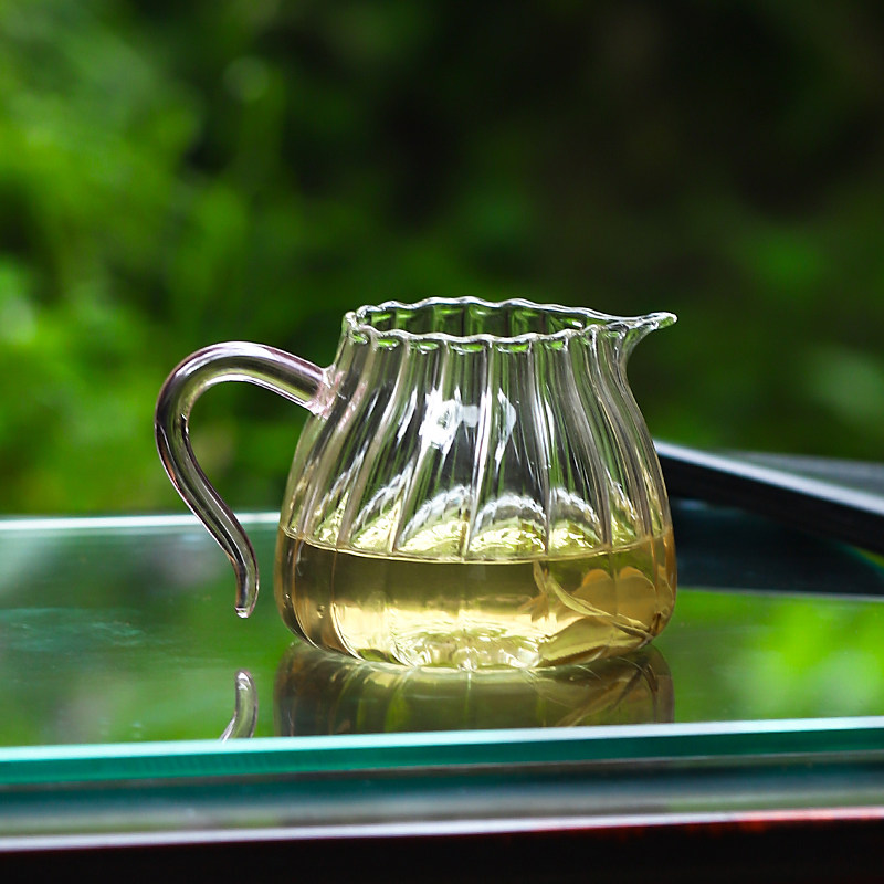 玻璃公道杯人工吹制高硼硅分茶器耐热耐高温高颜值加厚南瓜茶海
