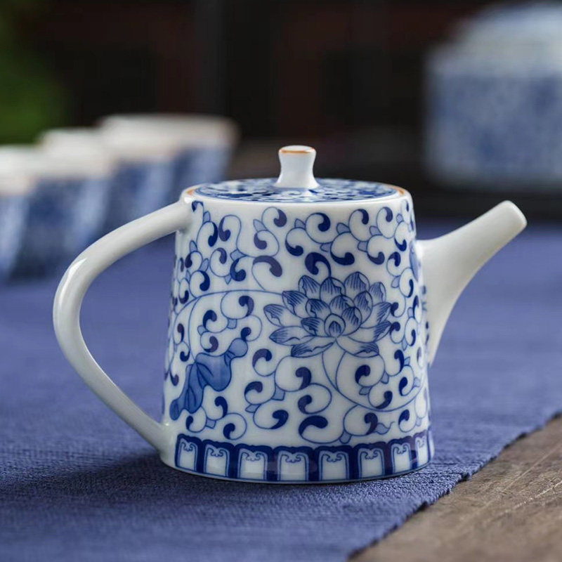 茶壶功夫茶具景德镇经典青花瓷陶瓷单壶中式白瓷泡茶壶家用复古