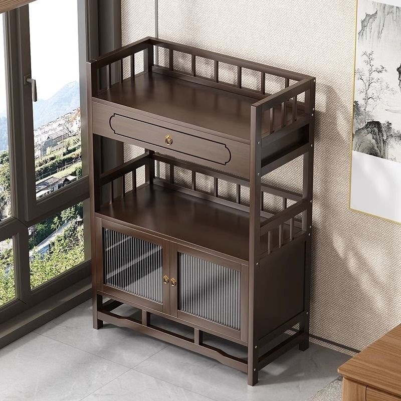 博古架办公室茶柜置物架家用茶叶柜茶台桌边柜茶叶茶具收纳储物柜