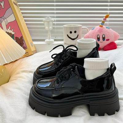 黑色jk英伦风小皮鞋女2025秋季新款玛丽珍覆古矮子乐厚底乐福鞋子