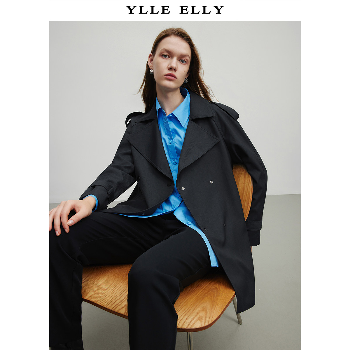 【达人专属】YLLE ELLY气质干练风衣女2025春季新款通勤中长