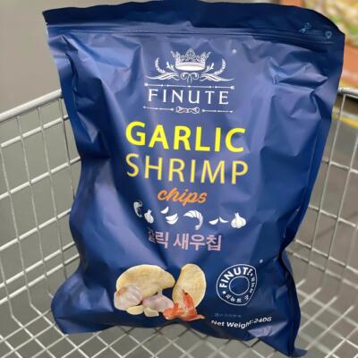 会员超市代购韩国进口FINUTE趣莱福蒜味虾片薯片脆大包膨化食品