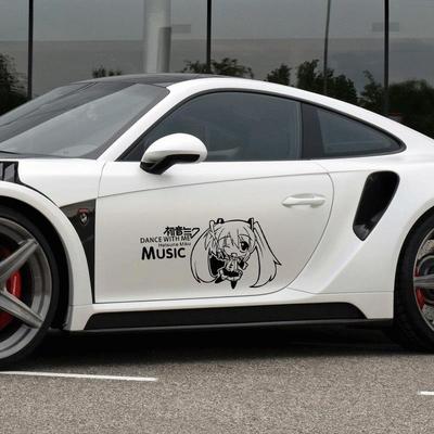 爱卡车贴 个性汽车贴纸 可爱动漫贴纸 初音未来Q版人物贴侧门反光