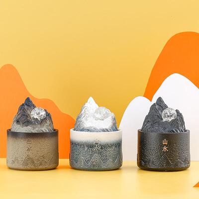 桌面装饰风水轮摆流件喷00926水山水泉景室观循环转动办公彩灯茶