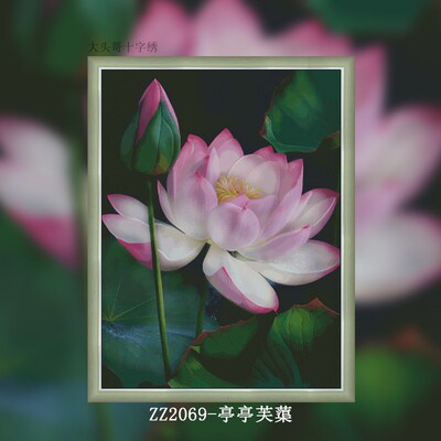 【ZZ2069-亭亭芙蕖】十字绣2024新款自己绣手工餐厅小件植物花卉