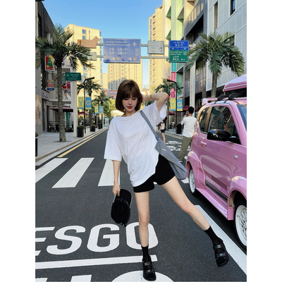 短袖百搭薄款印花棉麻T恤女