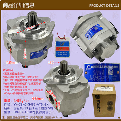 叉车配件批发齿轮泵(13右1法1螺前H09E7-10202长源昇信CBKC-G432-