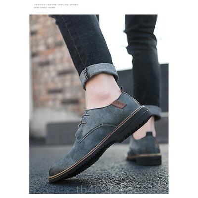 高档秋冬季休闲鞋2021新款真皮头层英气大码皮46透码男休闲鞋伦韩