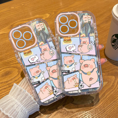 华为Mate80ProMax可爱小猪猪iPhone15适用OPPOReno14泡芙羽纱16Plus手机壳软小米17创意苹果13新款荣耀POWER2