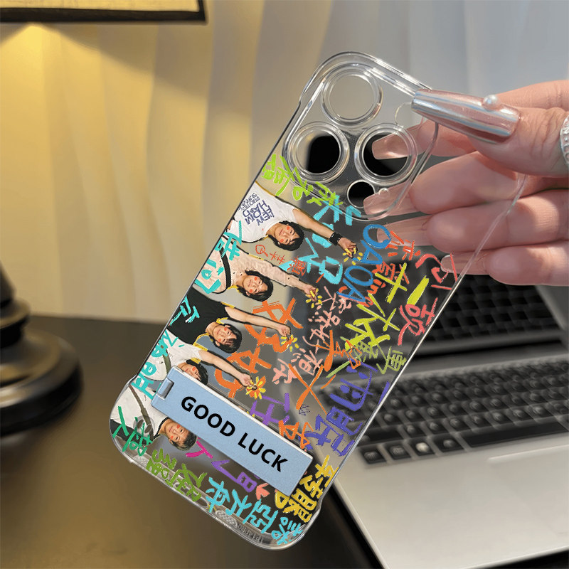 iPhone13带支架14ProMax超薄一加TURBO6V五月天涂鸦17air透明无边框16Plus周边华为Mate80手机壳硬苹果15适用